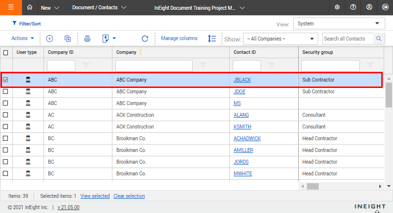 InEight Document - Creating External Contacts and Users